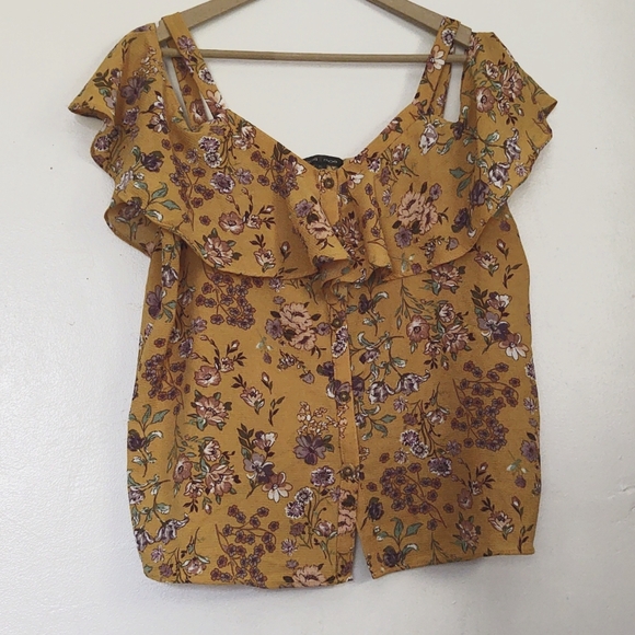 Moa Moa | Tops | Moa Moa Floral Off Shoulder Mustard Yellow Top Sz Lg ...